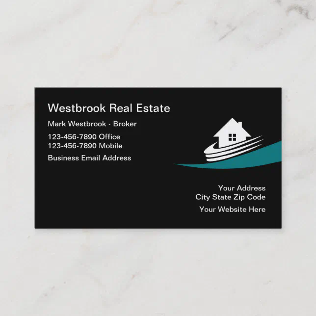 Modern Real Estate Broker And Agent Business Card | Zazzle