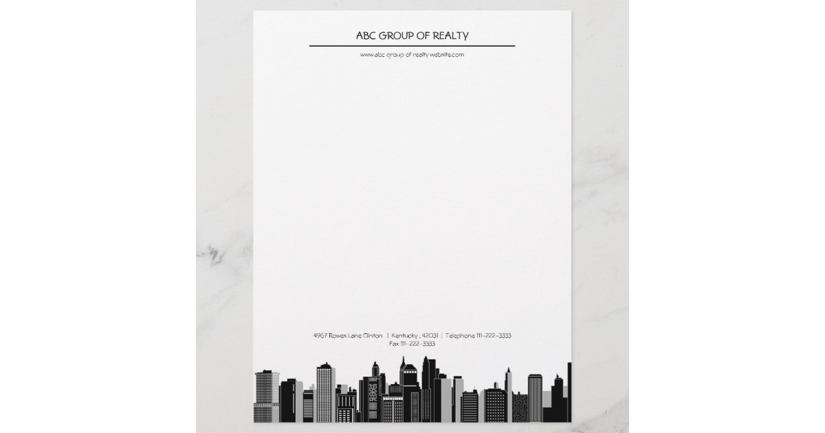Modern Real Estate Cityscape Letterhead | Zazzle