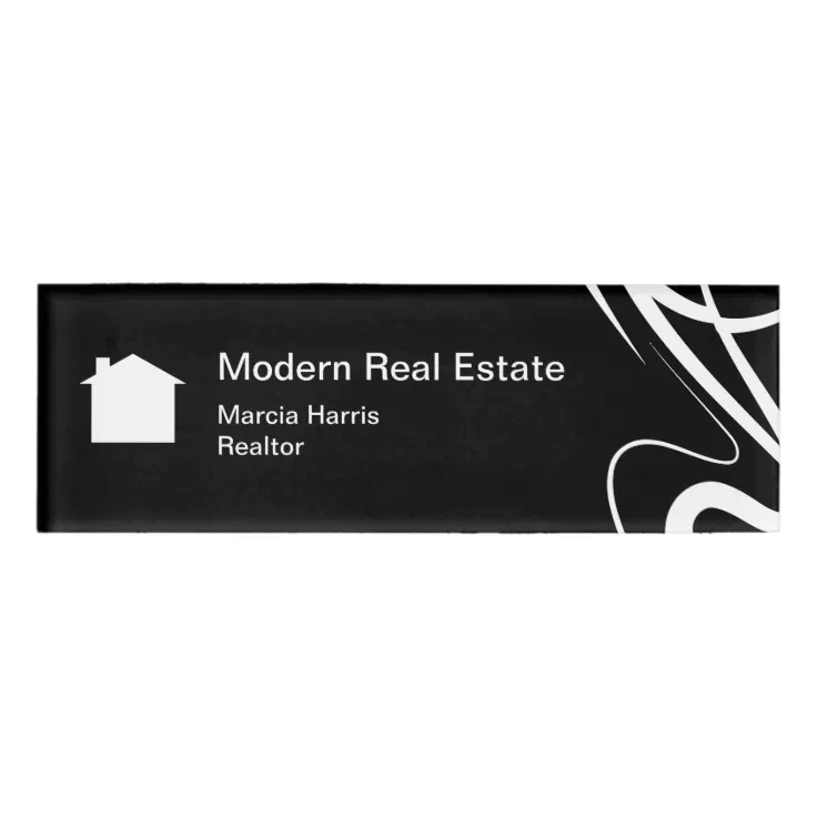 Modern Real Estate Designer Name Tag | Zazzle