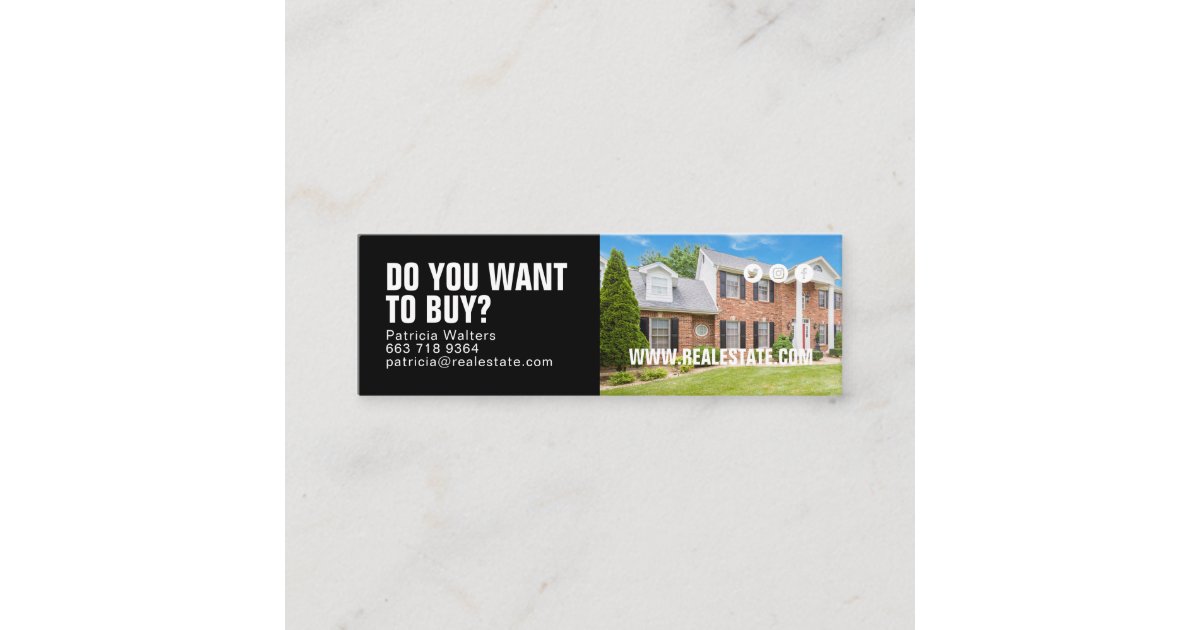 Modern real estate home photo professional realtor mini business card ...