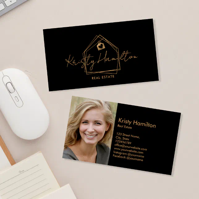 modern real estate professional realtor add photo business card | Zazzle