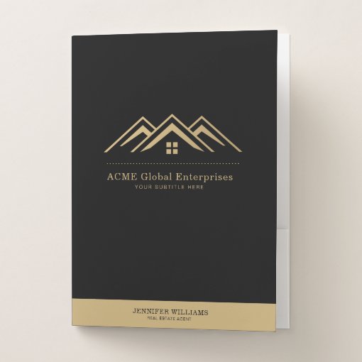 Modern Real Estate Promotional Realtor Logo Pocket Folder | Zazzle