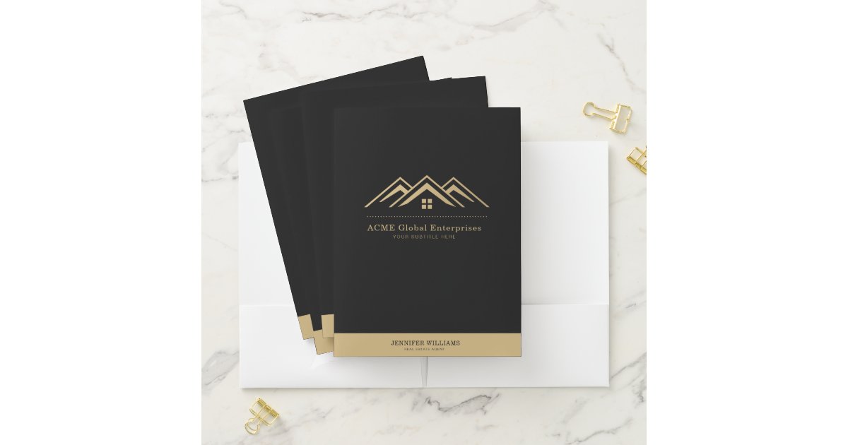 Modern Real Estate Promotional Realtor Logo Pocket Folder | Zazzle