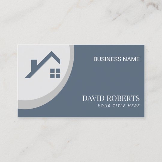 Modern Real Estate Realtor Dusty Blue & Silver Business Card | Zazzle.com