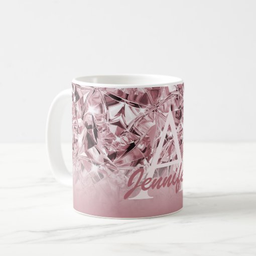 Modern Realistic Pink Diamond Elegant Monogram Coffee Mug | Zazzle