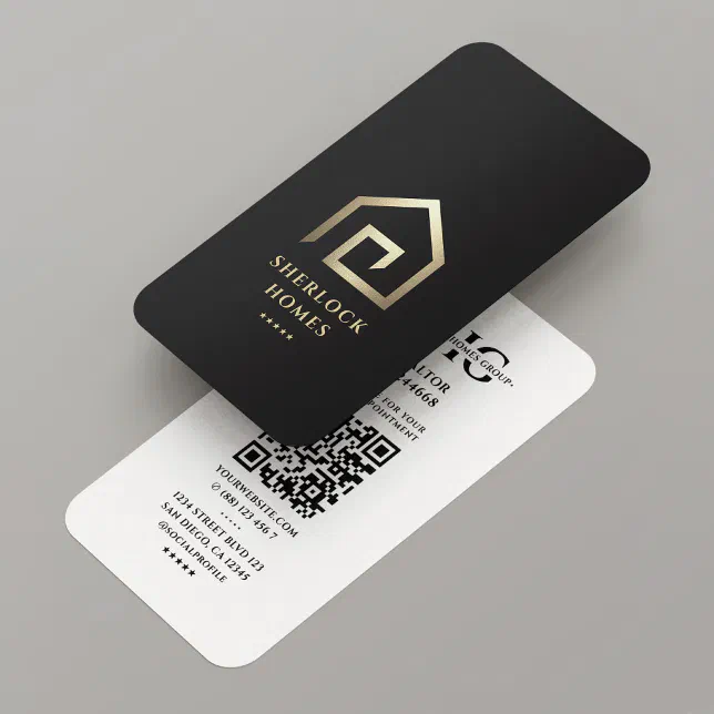 Modern Realtor Elegant Gold Real Estate House Logo Business Card | Zazzle