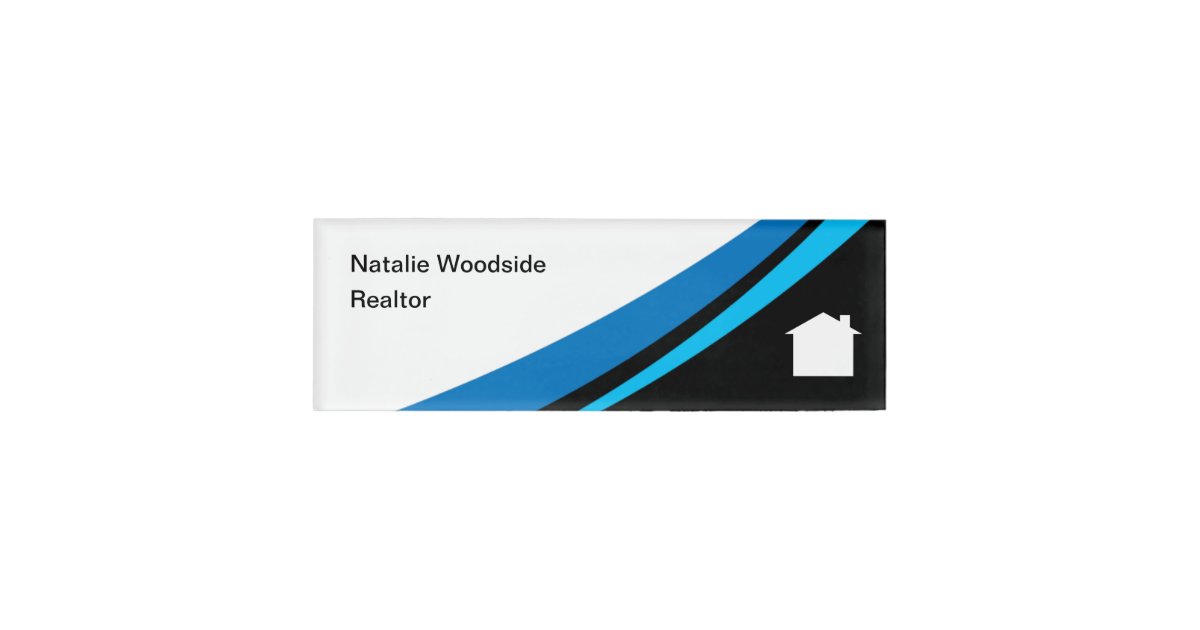 Modern Realtor House Symbol Name Tag | Zazzle