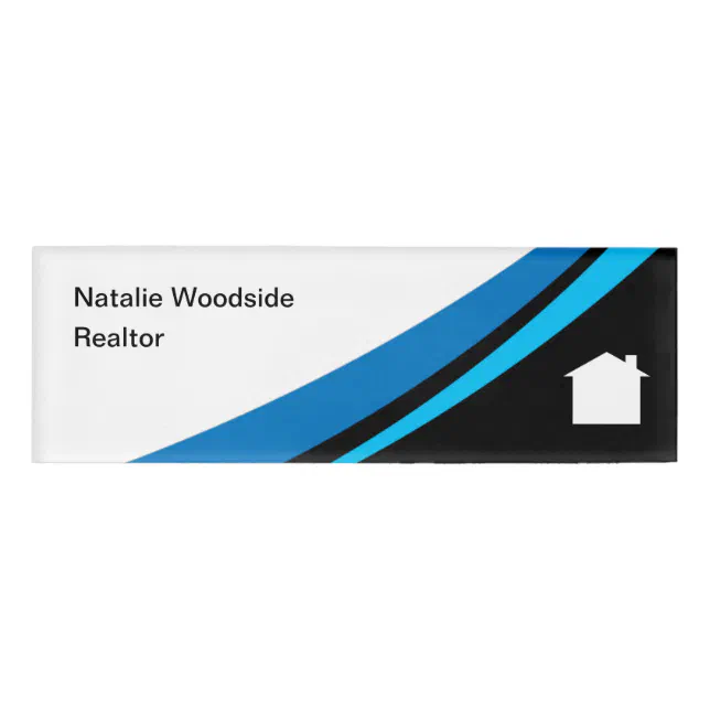 Modern Realtor House Symbol Name Tag | Zazzle