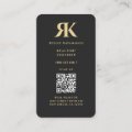 Modern Realtor Monogram R K Real Estate Black Gold Business Card | Zazzle