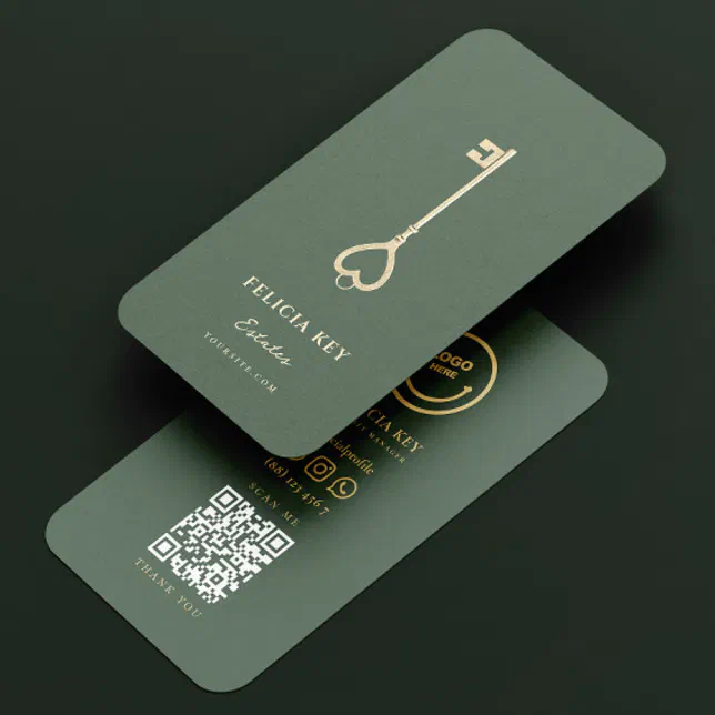 Modern Realtor Real Estate Agent Dark Green Logo Business Card | Zazzle