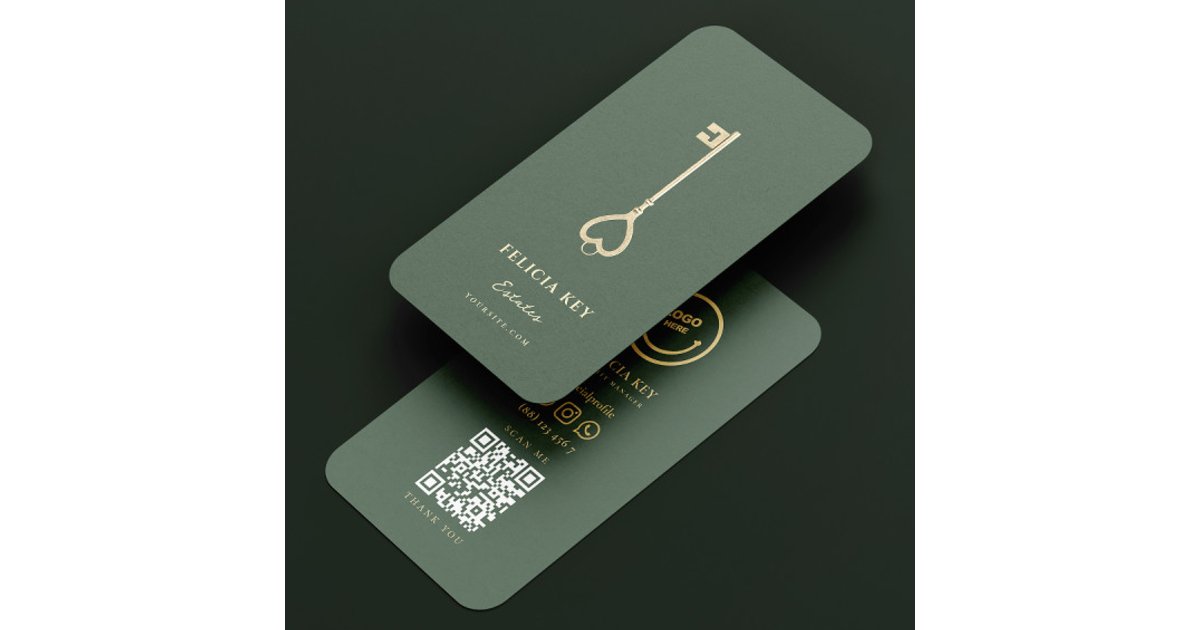Modern Realtor Real Estate Agent Dark Green Logo Business Card | Zazzle