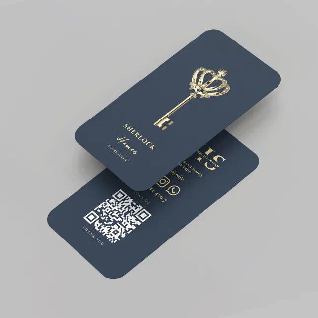 Modern Realtor Real Estate Monogram Dark Blue Business Card | Zazzle