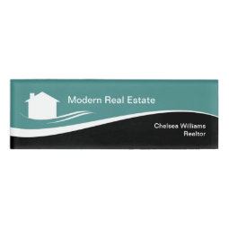 Modern Realtor Real Estate Office Name Tag | Zazzle