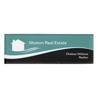 Modern Realtor Real Estate Office Name Tag | Zazzle