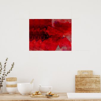 Modern Red Abstract Painting Contemporary Art Post Poster | Zazzle