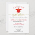 Modern Red and Gold Graduation Party Invitation | Zazzle