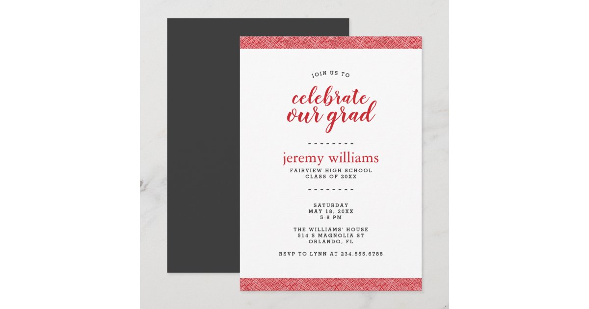 Modern Red and Gray Graduation Party Invitation | Zazzle