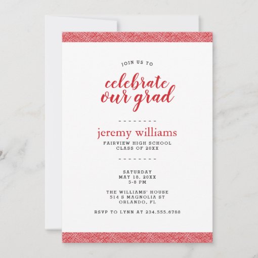 Modern Red and Gray Graduation Party Invitation | Zazzle