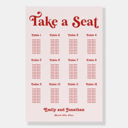 Modern Red and Pink Wedding Seating Chart Foam Board | Zazzle
