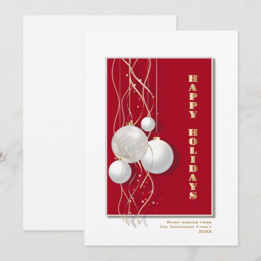 Modern Red and White Happy Holidays Holiday Card | Zazzle