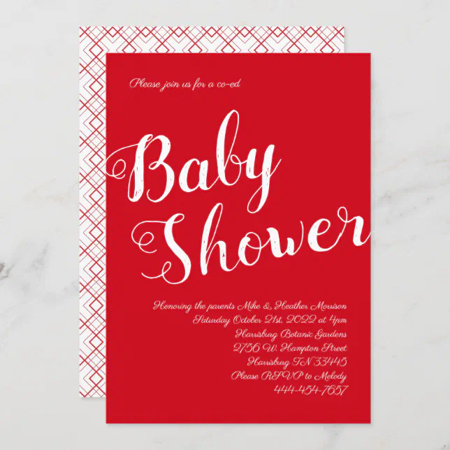 Modern Red Baby Shower Co-Ed Gender Neutral Invitation | Zazzle