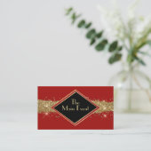 Modern Red, Black and Gold Business Card | Zazzle