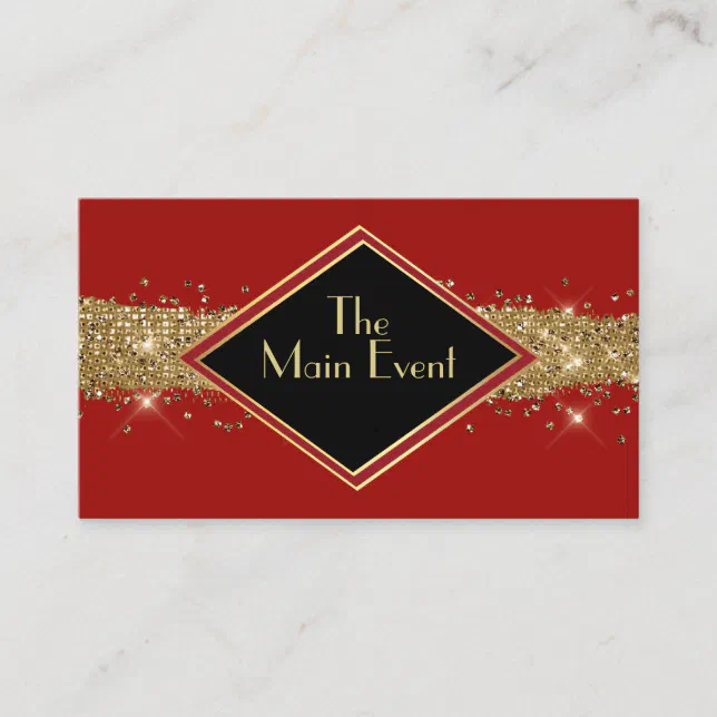 Modern Red, Black and Gold Business Card | Zazzle