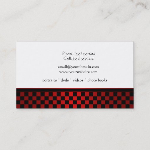 Modern Red Black Checkers Pattern Business Card | Zazzle