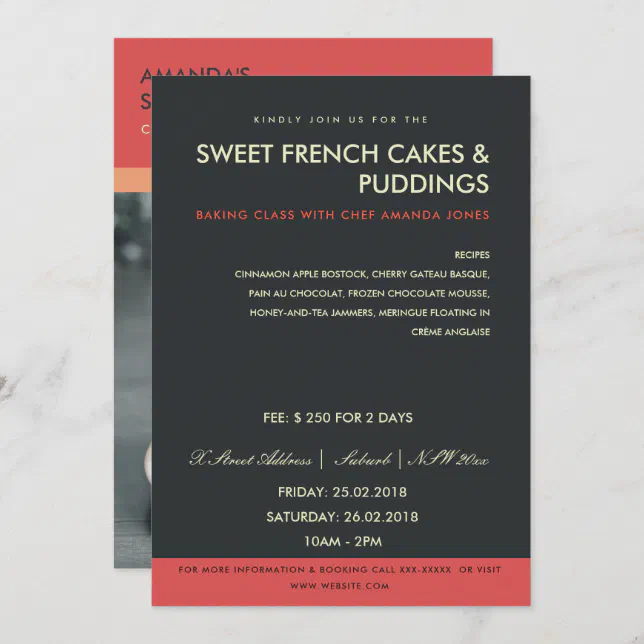 MODERN RED BLACK PHOTO WORKSHOP INVITE TEMPLATE | Zazzle