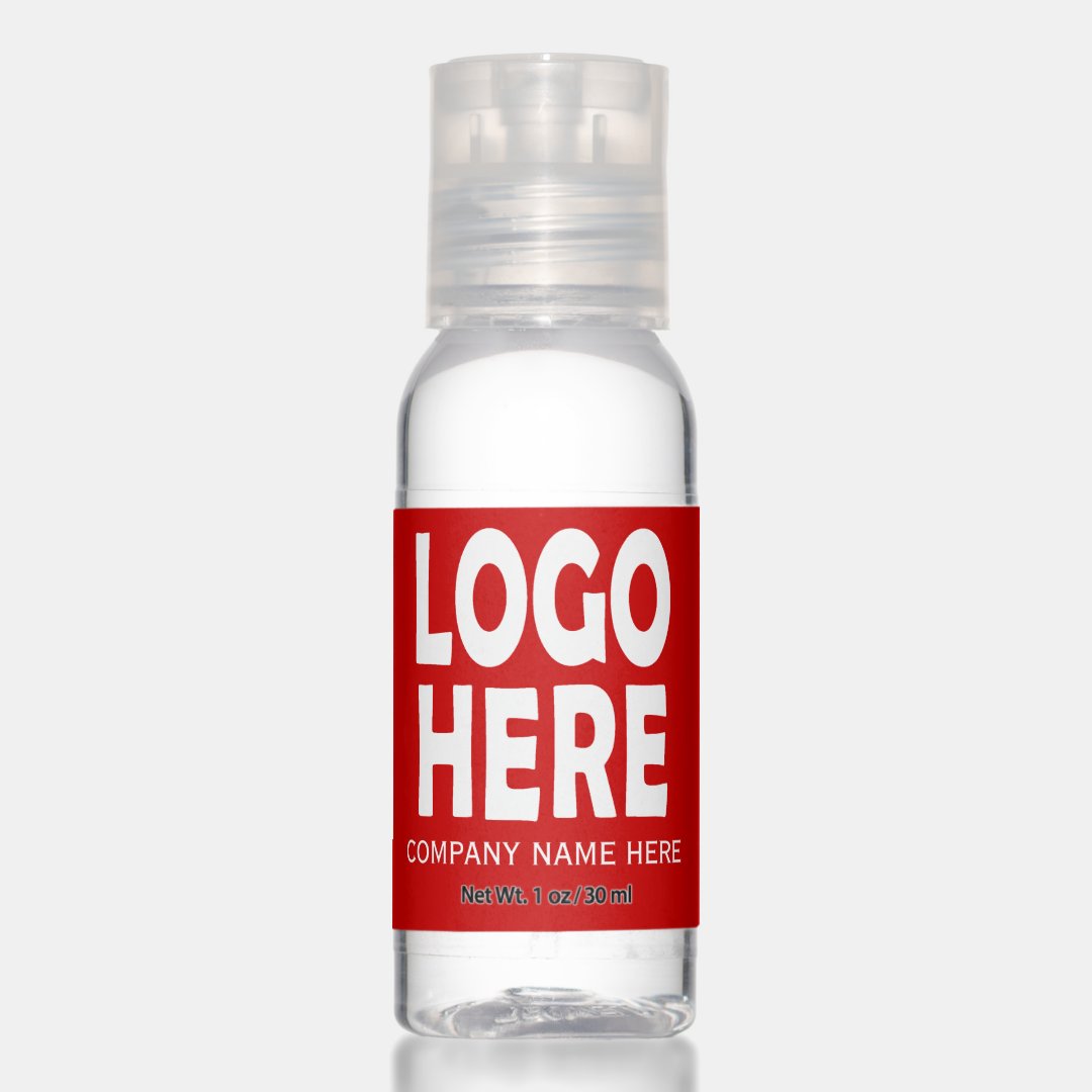 Modern red business custom logo promotional hand hand sanitizer | Zazzle