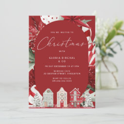 Modern Red Christmas Celebration Party Invitation | Zazzle
