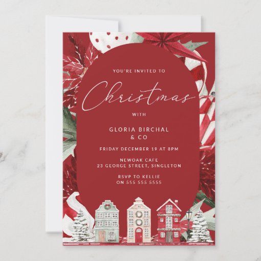 Modern Red Christmas Celebration Party Invitation | Zazzle