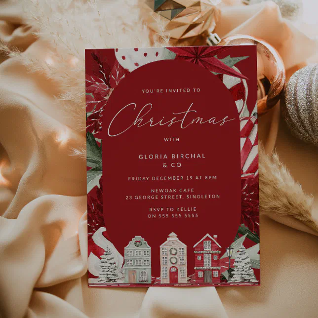 Modern Red Christmas Celebration Party Invitation | Zazzle