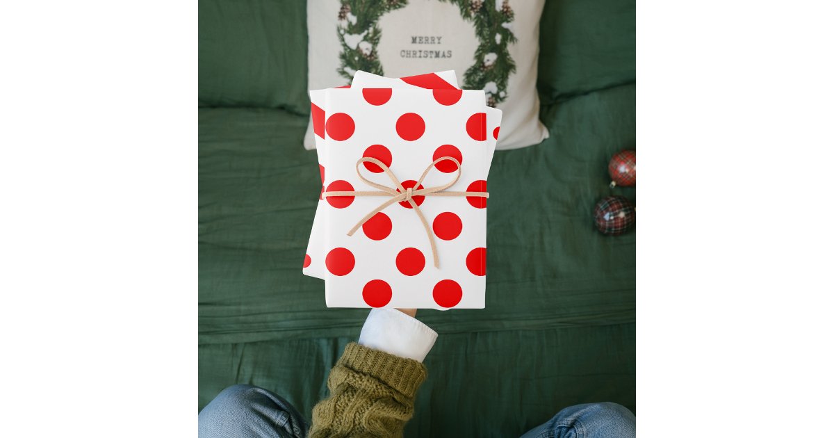 Modern Red Christmas Dots And Stripes Wrapping Pap Wrapping Paper ...