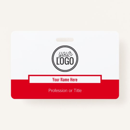 Modern Red Color Block Professional Name Tag Badge | Zazzle.com