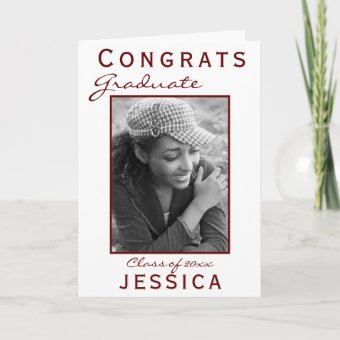 Modern Red Congrats Graduate Graduation Photo Card | Zazzle