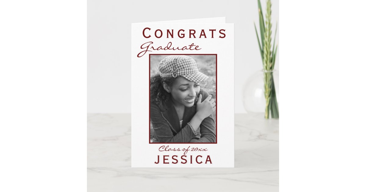 Modern Red Congrats Graduate Graduation Photo Card | Zazzle