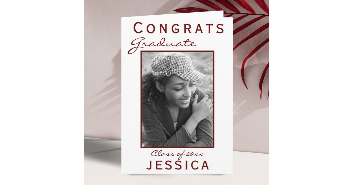 Modern Red Congrats Graduate Graduation Photo Card | Zazzle