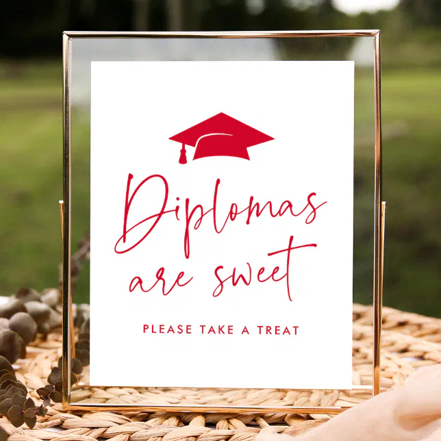Modern Red Diplomas Are Sweet Graduation Party Poster | Zazzle
