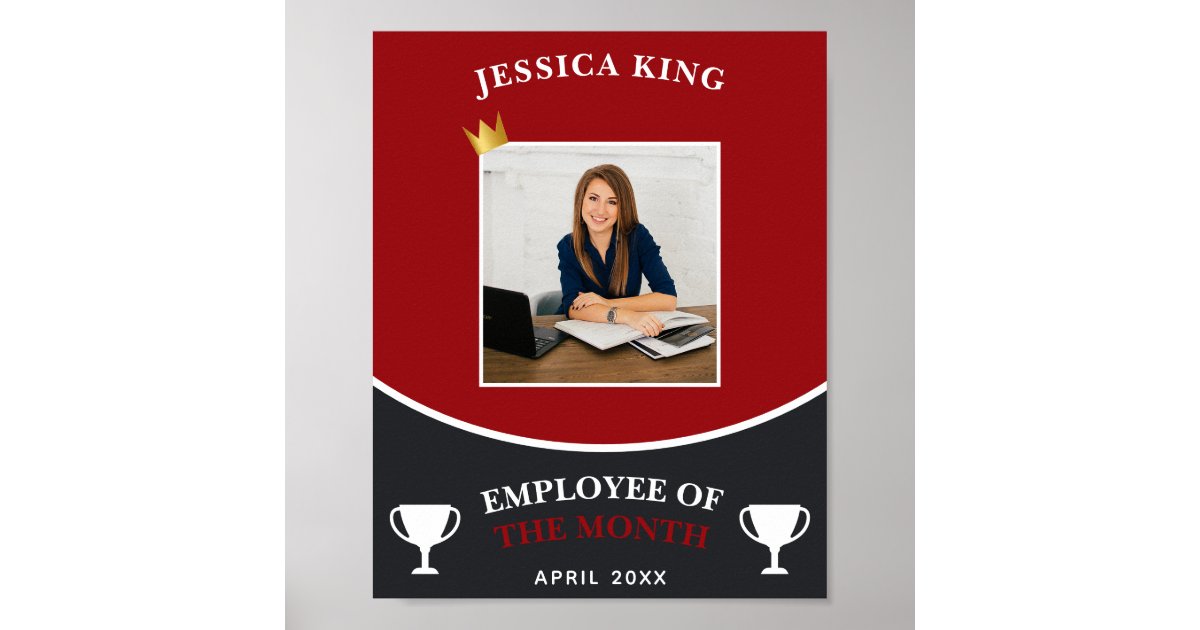 Modern Red Employee Of The Month Picture Poster | Zazzle