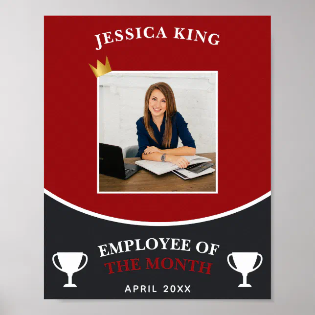 Modern Red Employee Of The Month Picture Poster | Zazzle