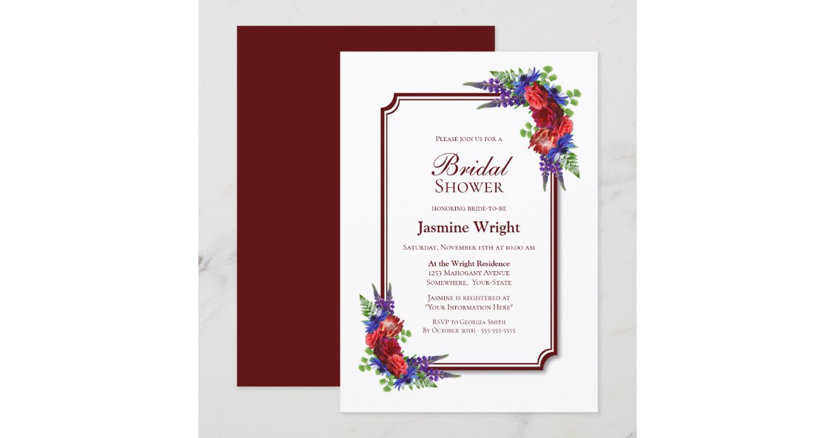 Modern Red Floral Bridal Shower Invitation | Zazzle