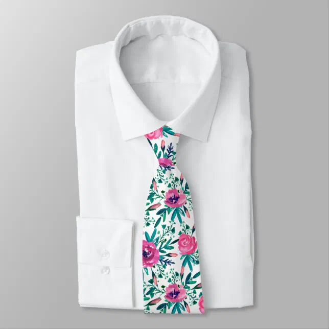 Modern Red Flowers Neck Tie | Zazzle