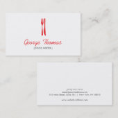 MODERN RED FORK & KNIFE LOGO Business Card | Zazzle