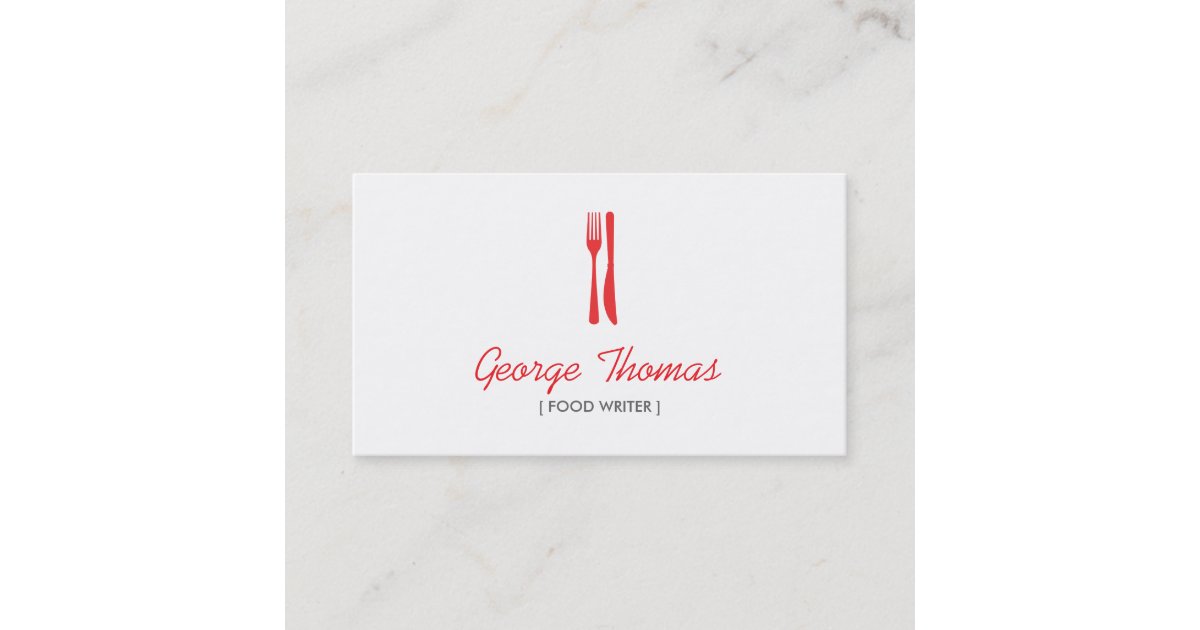 MODERN RED FORK & KNIFE LOGO Business Card | Zazzle