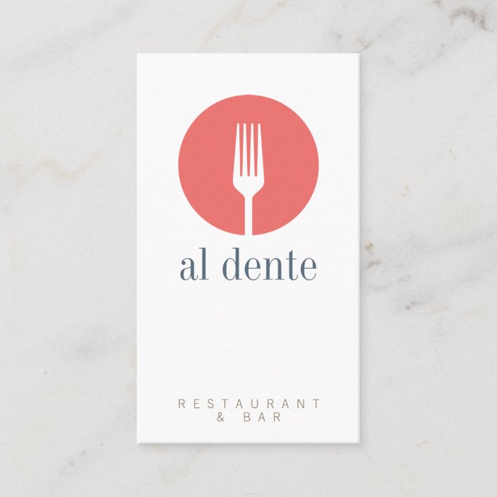 Modern red fork logo restaurant minimalist map business card | Zazzle.com