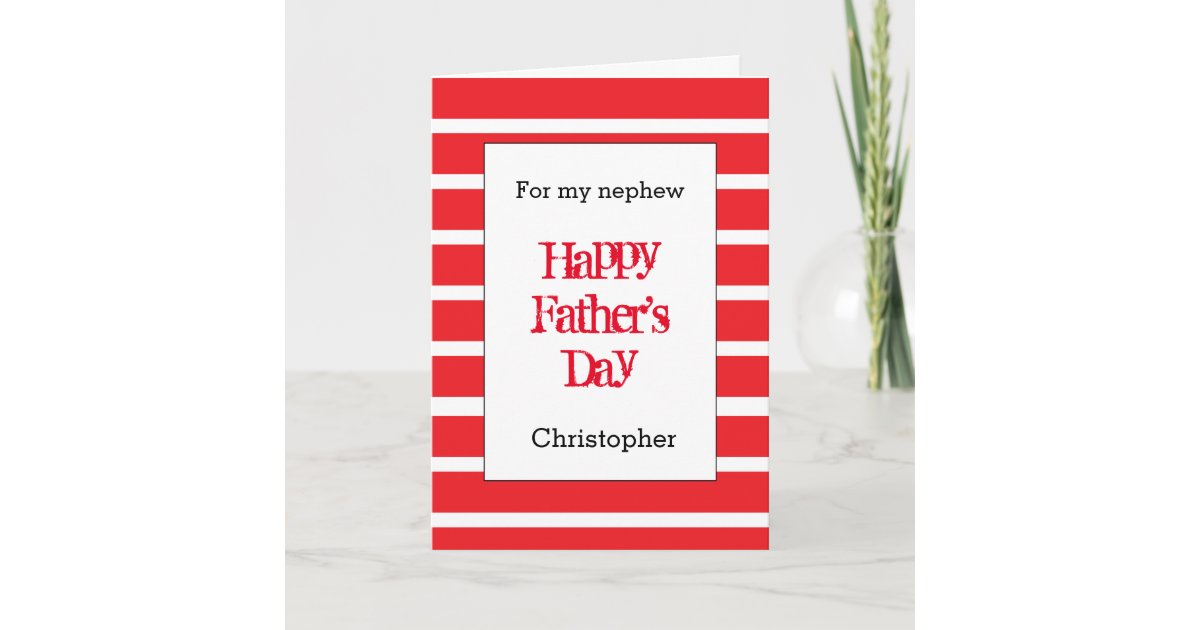 Modern Red Happy Father's Day Nephew Card | Zazzle