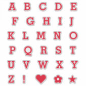 Modern Red Letters | Monogram Alphabet Stickers | Zazzle