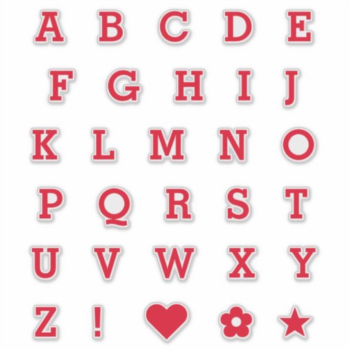 Modern Red Letters | Monogram Alphabet Stickers | Zazzle