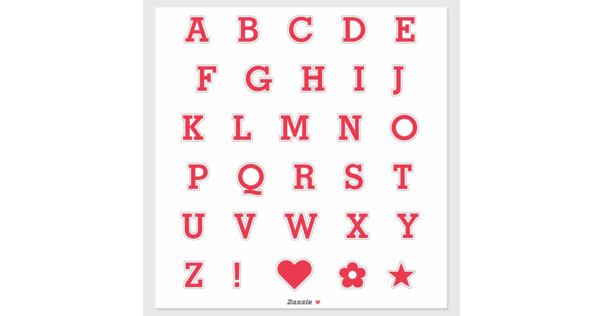 Modern Red Letters | Monogram Alphabet Stickers | Zazzle